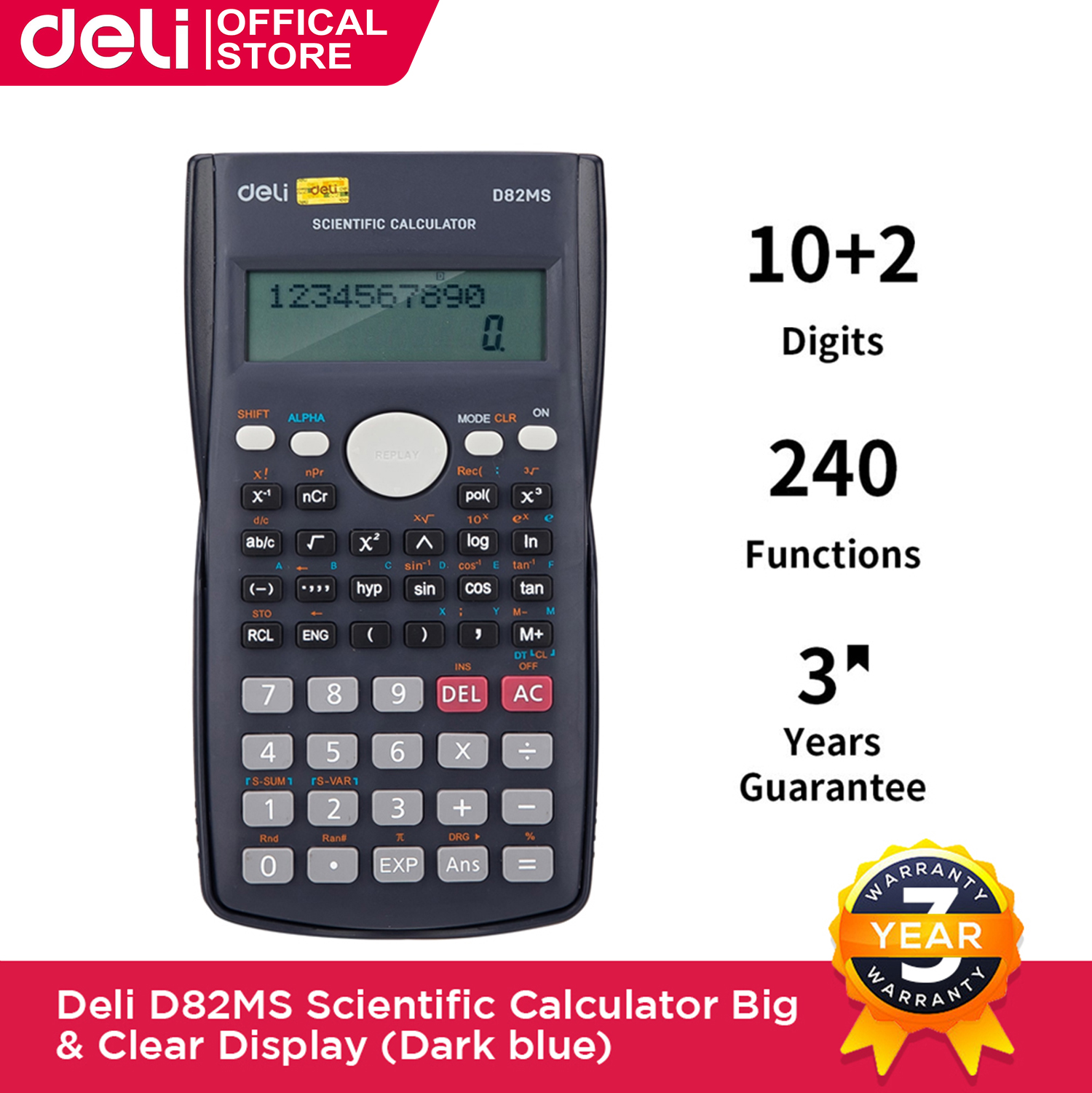Deli Scientific Calculator For Student Big And Clear Display Button ...