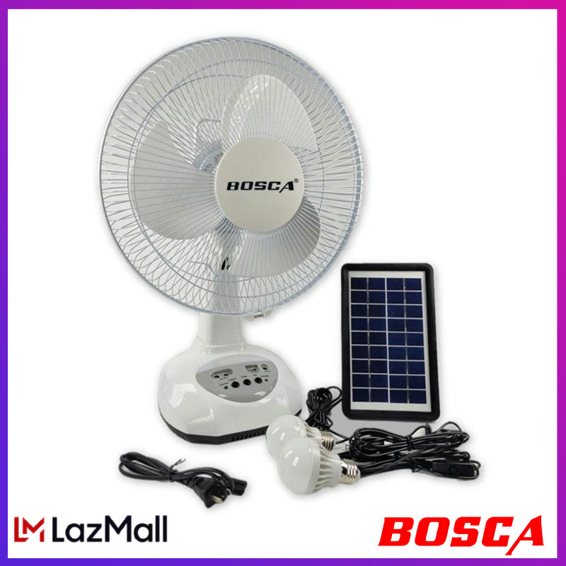 BOSCA BSF-8019 Solar Rechargeable Electric Fan with Led light | Lazada PH