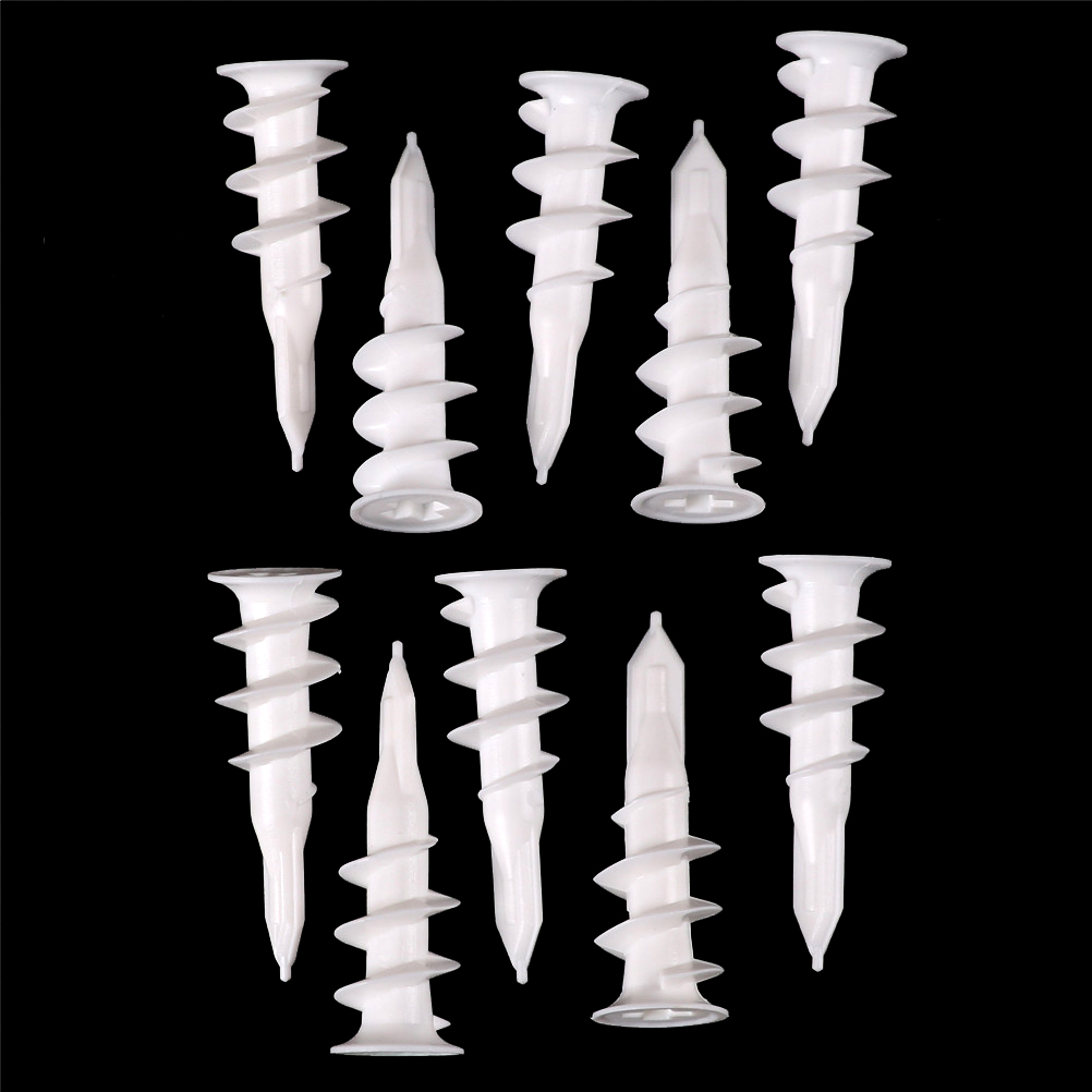 KingBe 10 Pcs Self Drilling Wall Threaded Drywall Plastic Auger Anchors ...