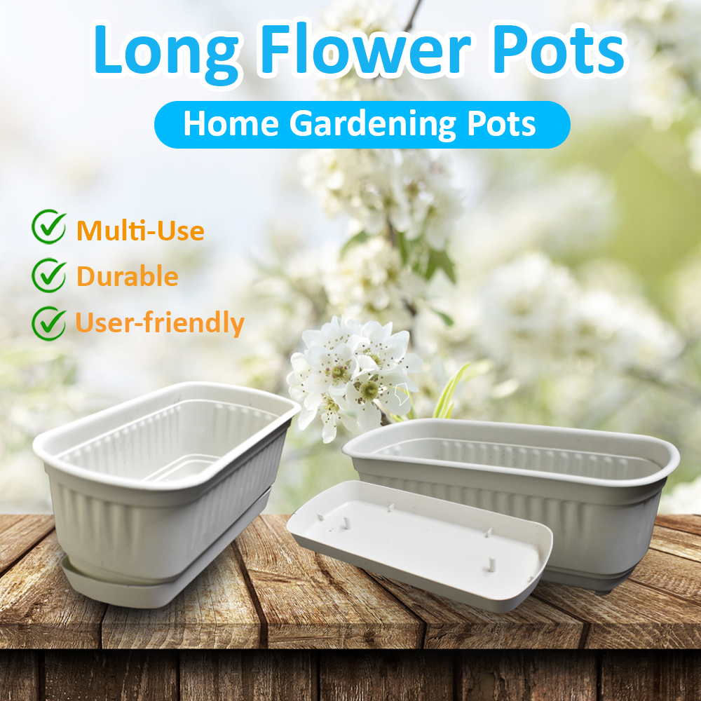 Plastic Long Rectangular Plant Pot For Gardening Plot Flower | Lazada PH