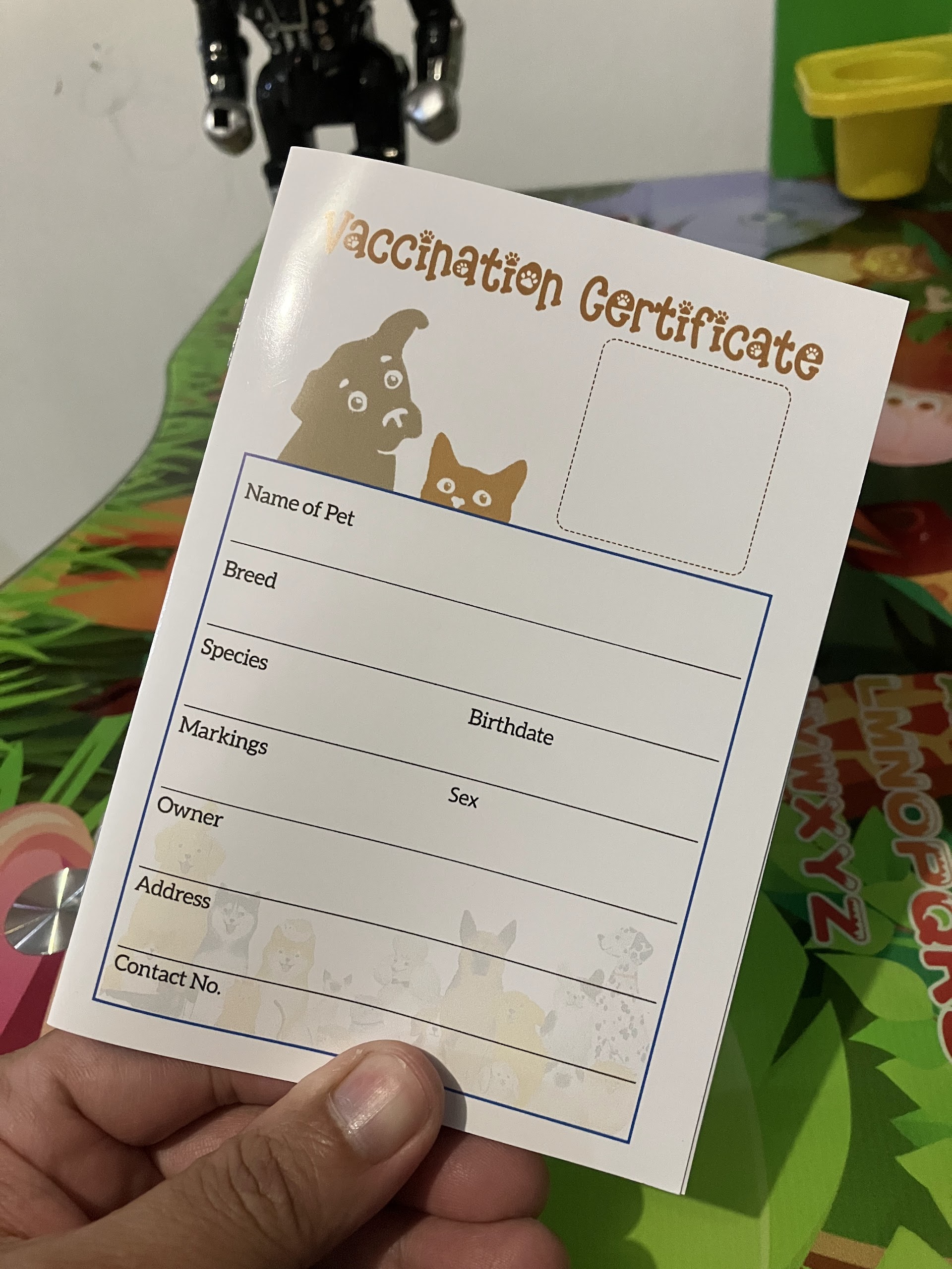Pet Vaccination Certificate Card for Dogs and Cats | Pet Booklet ...