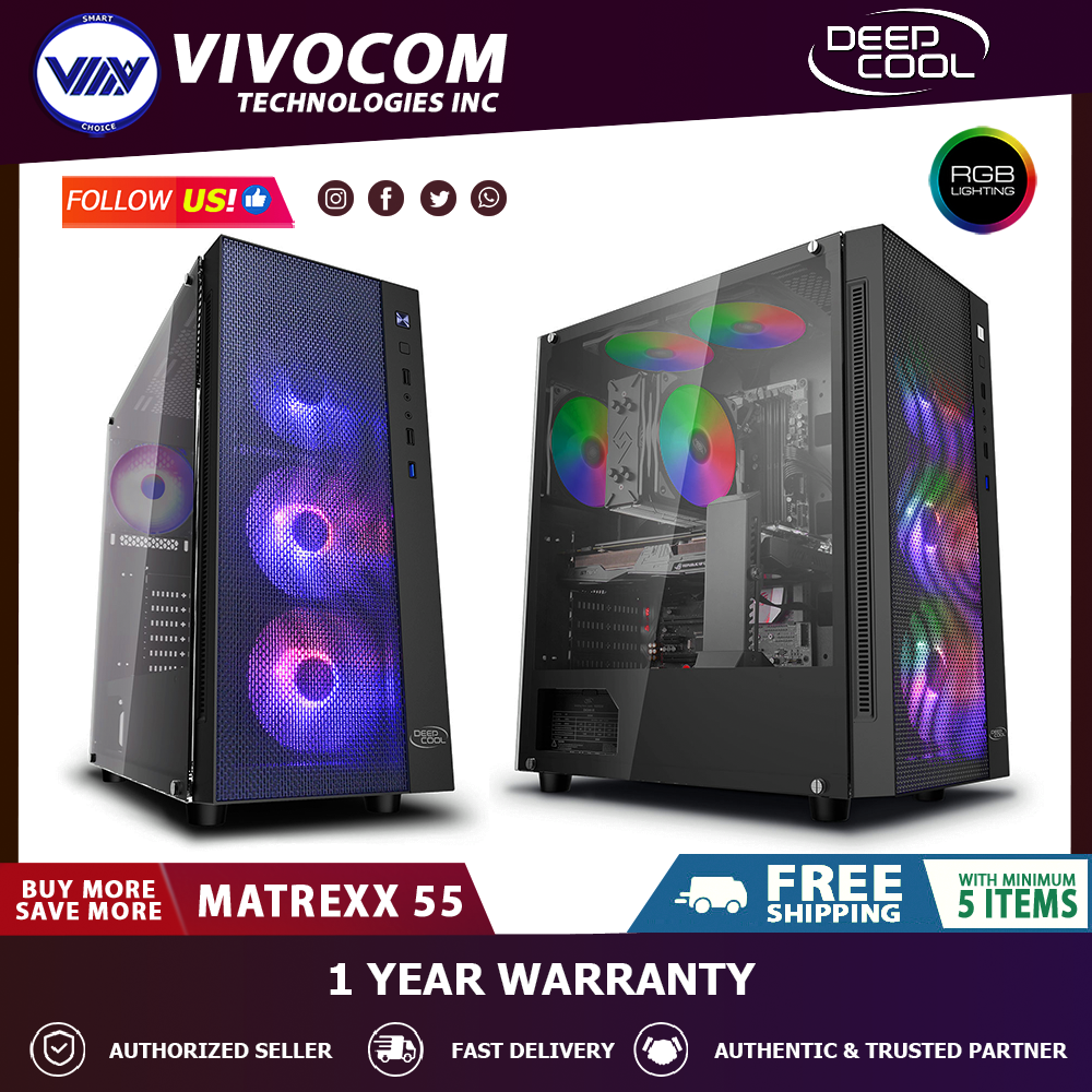 Deepcool Matrexx 55 Mesh ADD-RGB 4F ARGB Tempered Glass Mid-Tower E-ATX ...