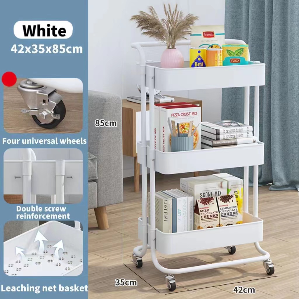 New 3-Tier Kitchen Utility Trolley Cart Shelf Storage Rack Organizer ...