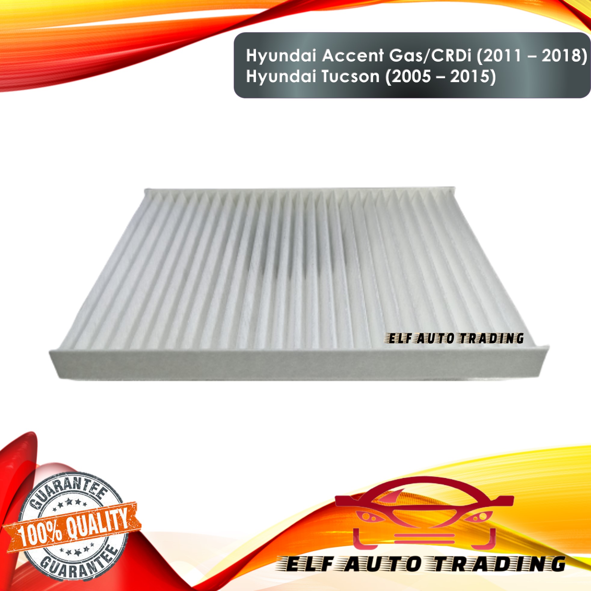 Cabin Filter for Hyundai Accent Gas/CRDi (2011 - 2018), Hyundai Tucson ...