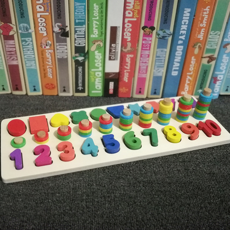 Moon dog digital shape three-in-one logarithmic board wooden children's ...