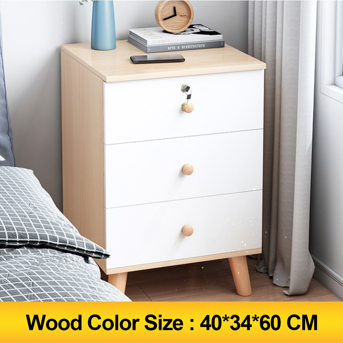 Topehome Series Bedside Table Side Cabinet Locker Side Table (With Lock ...