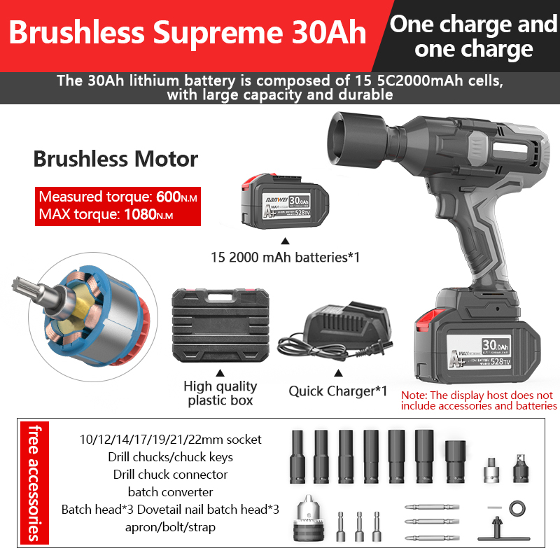 DEKES impact wrench cordless ,1080N.M Electric Brushless Impact Wrench ...