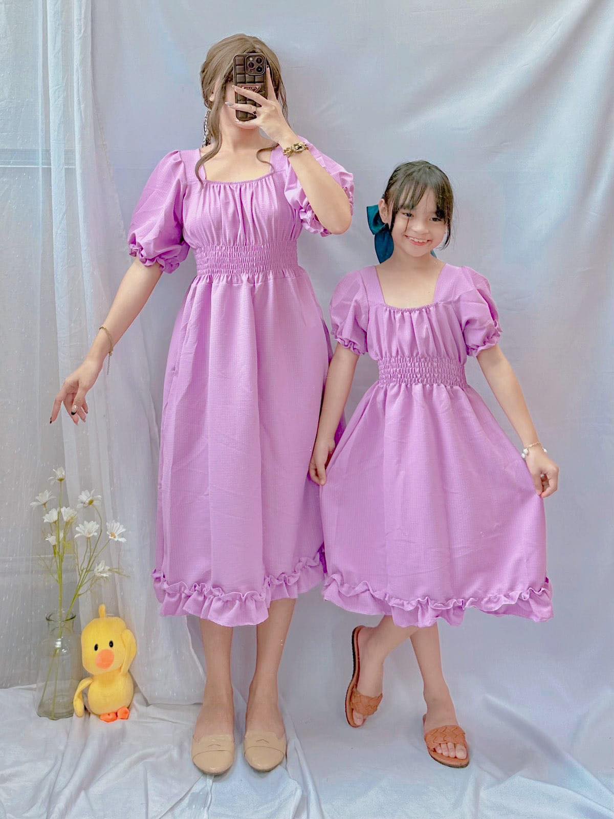 JULIA PUFF MOTHER AND DAUGHTER MAXI DRESS / FREE SIZE / FABRIC : BUBBLE ...