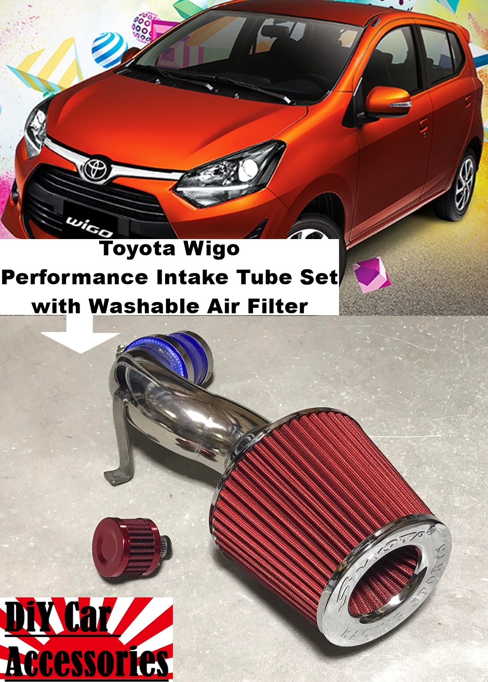 Air intake tube set for Toyota Wigo Gen 2 Red (2017-2019) | Lazada PH
