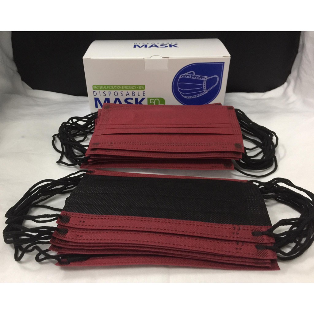 Macaron wine red activated carbon meltblown cloth 3-layer face mask ...