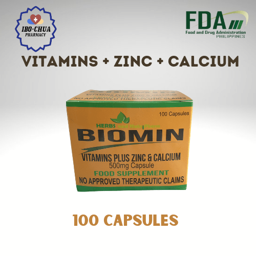 Vitamins plus Zinc and Calcium (Biomin) 500mg- 100 capsules | Lazada PH