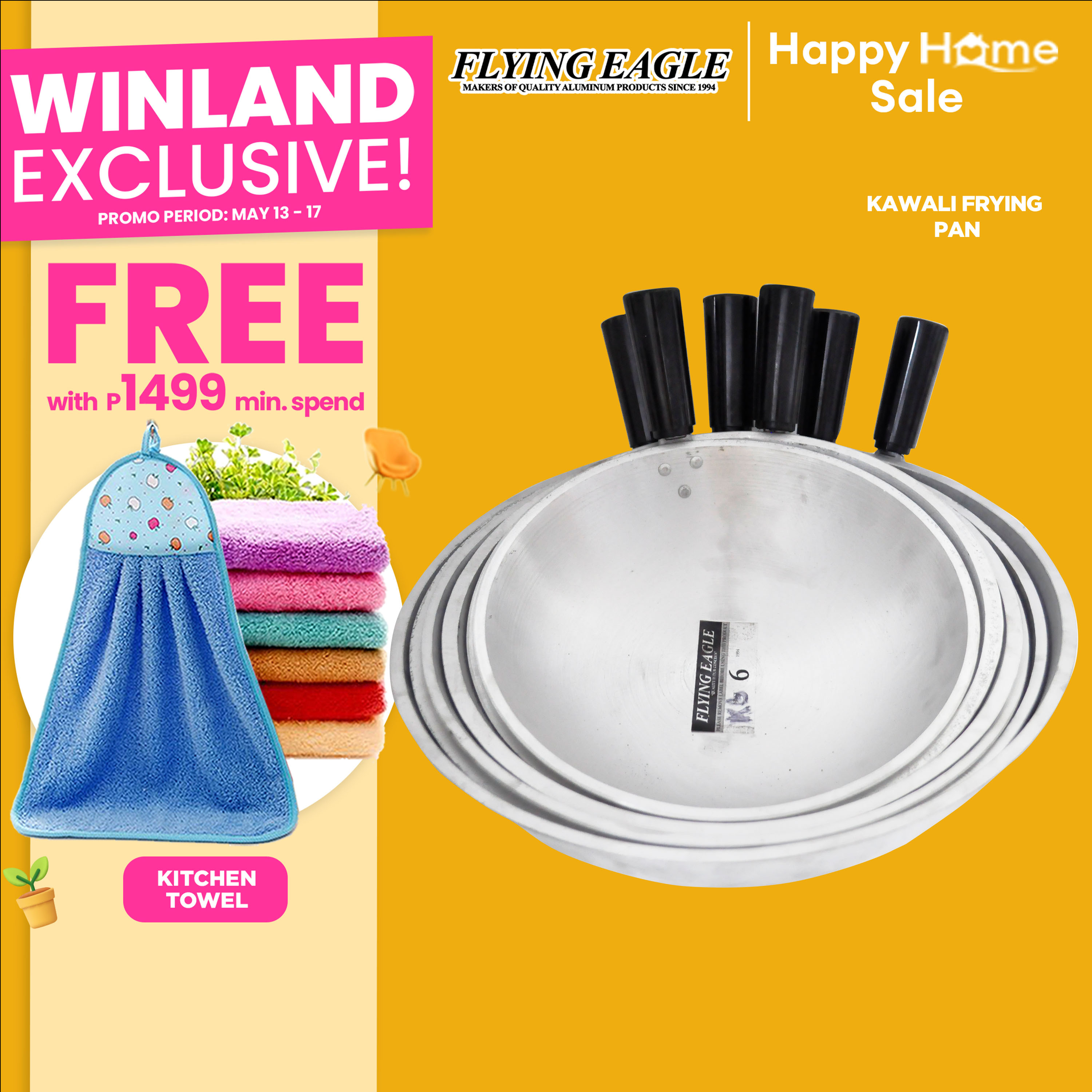 Flying Eagle by Winland Cookware Kawali Frying Pan with Bakelite Handle ...