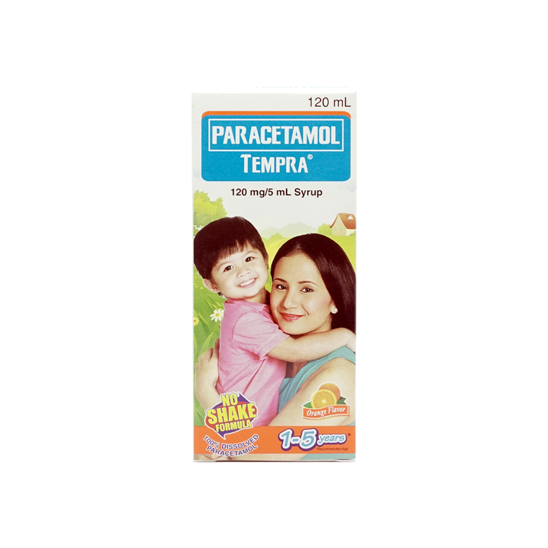 Tempra Paracetamol Syrup 120mg/5ml 120ml Orange Flavor - for kids 1-5 ...