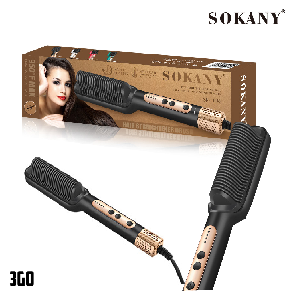 Sokany hot air comb 5-step temperature-regulated straight hair comb ...