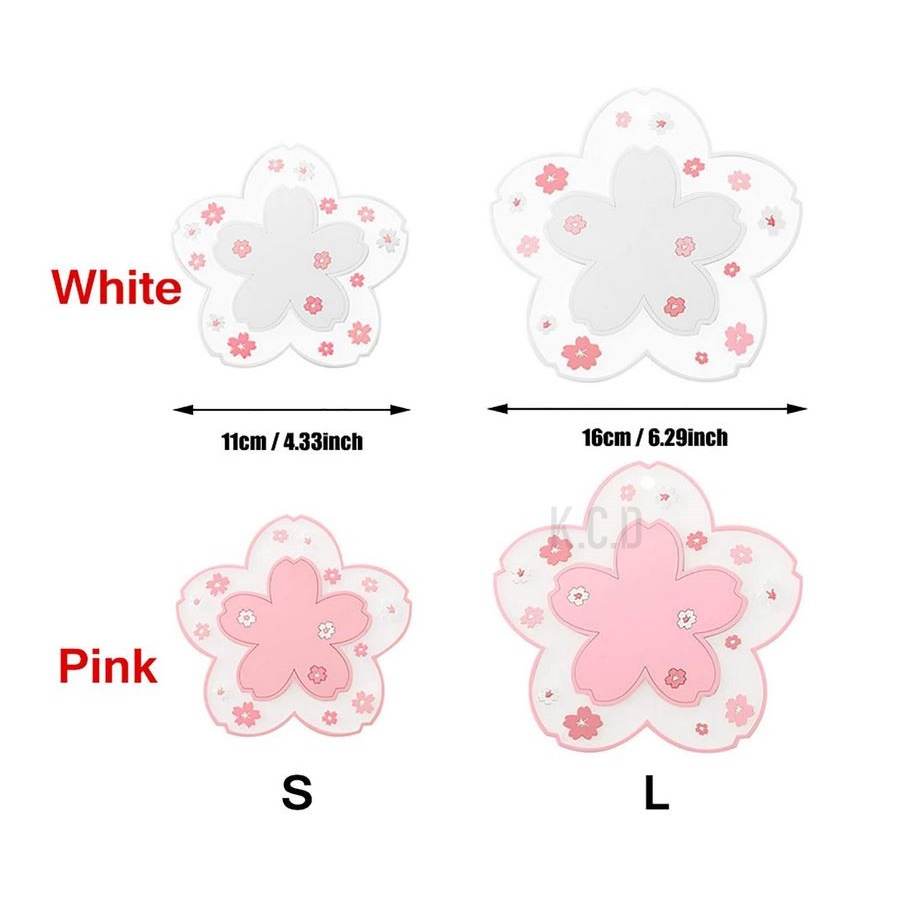 Sakura Coasters for Drinks Silicon Cup Coasters Cute Pink Cup Mats for Woman Cherry Blossom Cup ...