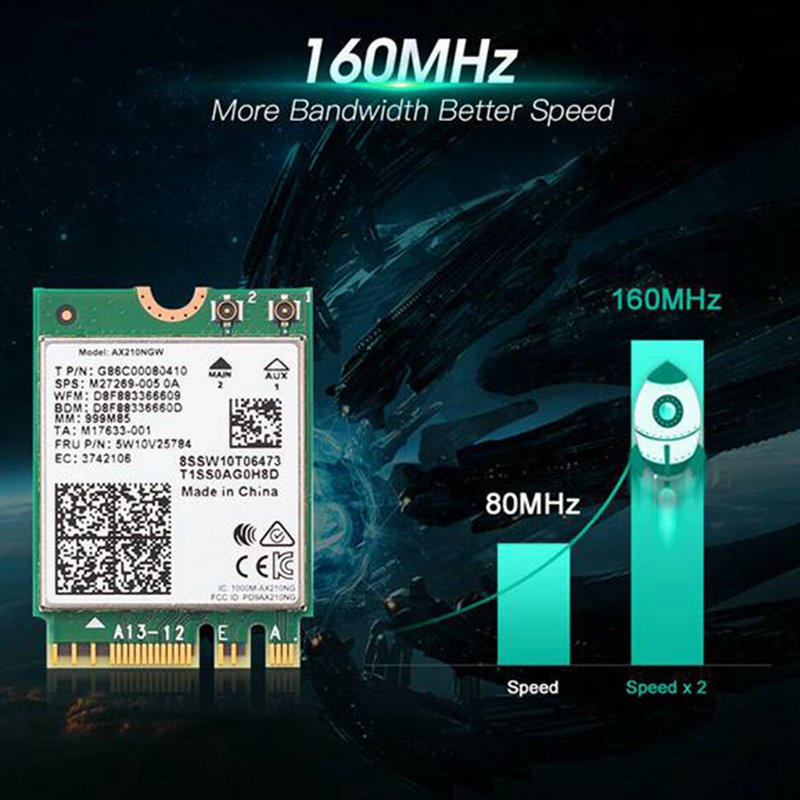 WI-FI 6E Bluetooth 5.2 for Intel AX210 Dual Band 3000Mbps M.2 Wireless ...