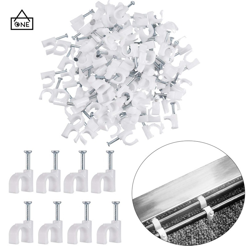 Cozyrooms 100pcs/bag10mm round steel nail cable clamps for Ethernet LAN cable wall nail holderA ...