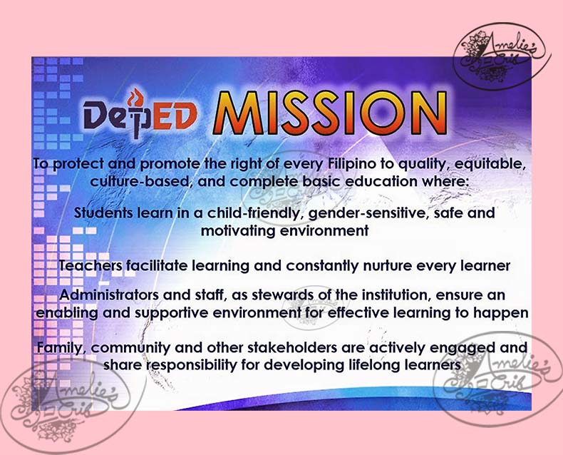 Deped Mission, Vission and Core Values Laminated Educational Charts for ...