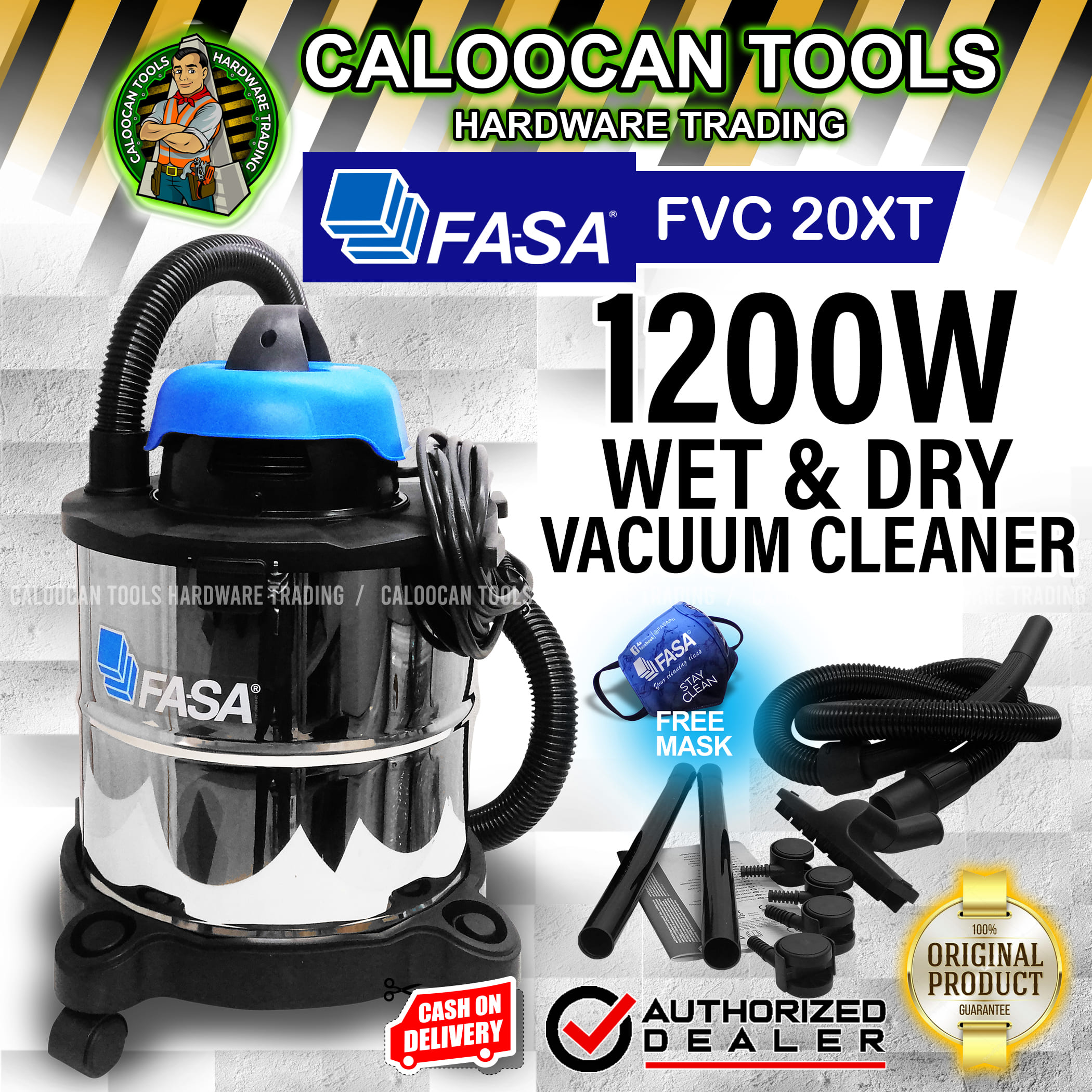 Original FASA Italy 1400W Wet & Dry Vacuum Cleaner (FVC 20XT) w/FREE ...