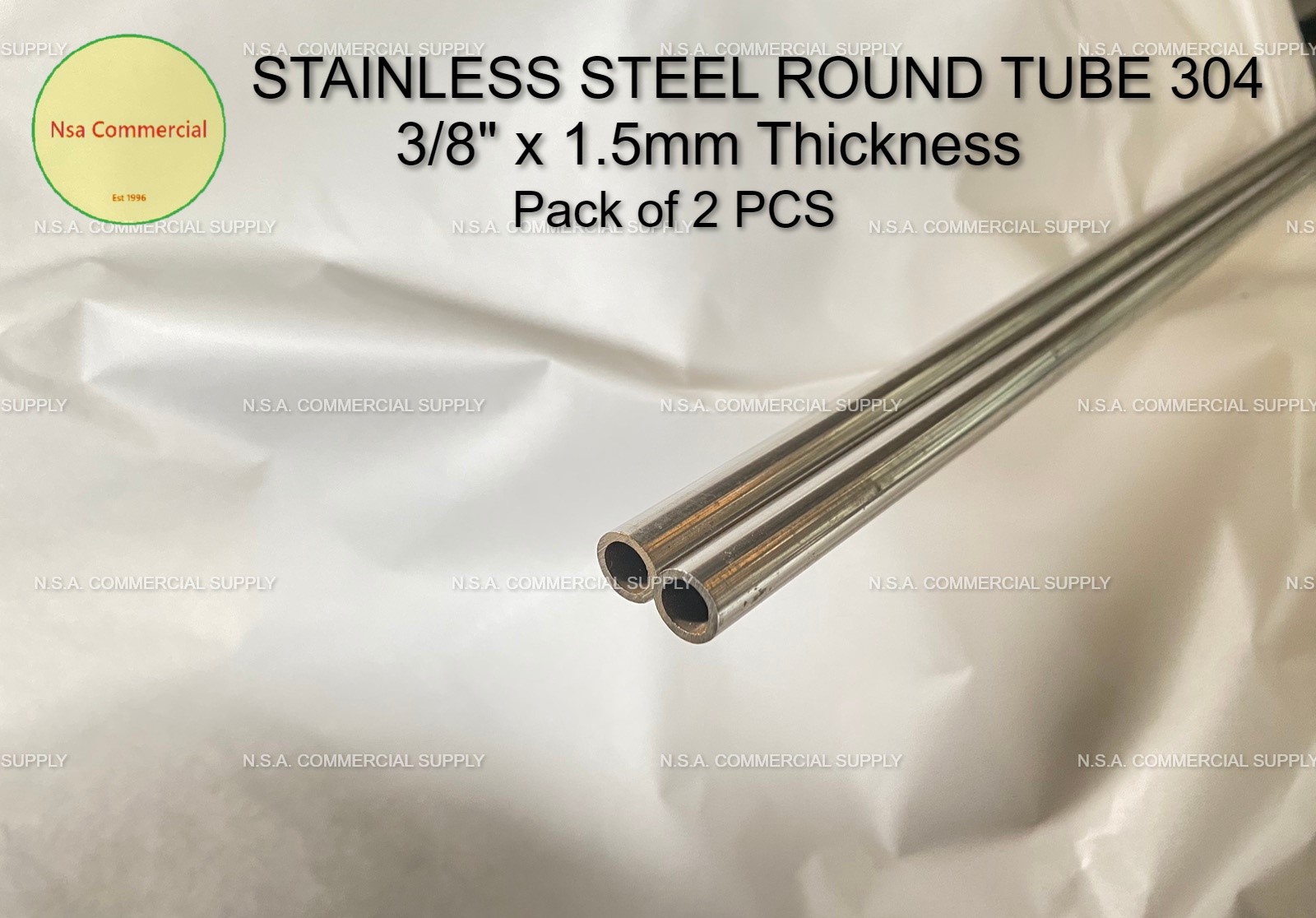 Stainless Steel Round Tube 3/8" outside dia. x 1 Meter T304 (1.5mm ...