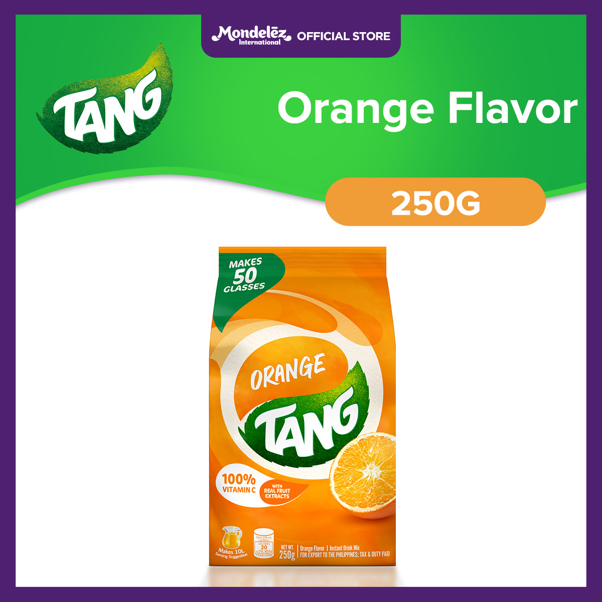 Tang Instant Drink Mix - Orange Flavor 250g with 100% Vitamin C and ...