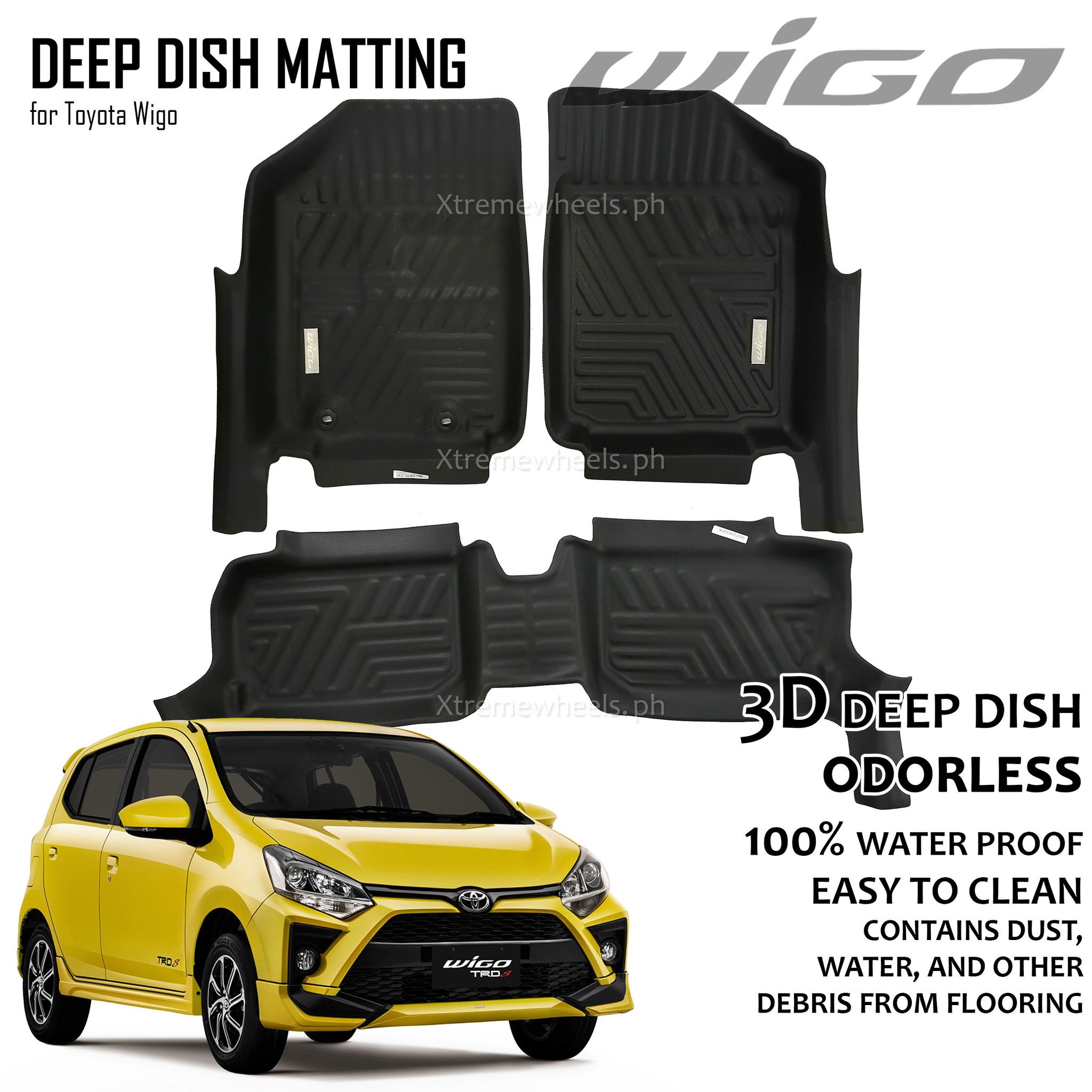 Toyota Wigo 2012 to 2024 with Extended Side Diamond Textured Deep Dish ...