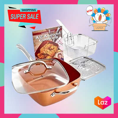 Copper Square Pan Non Stick Frying with Ceramic Coating and Induction ...