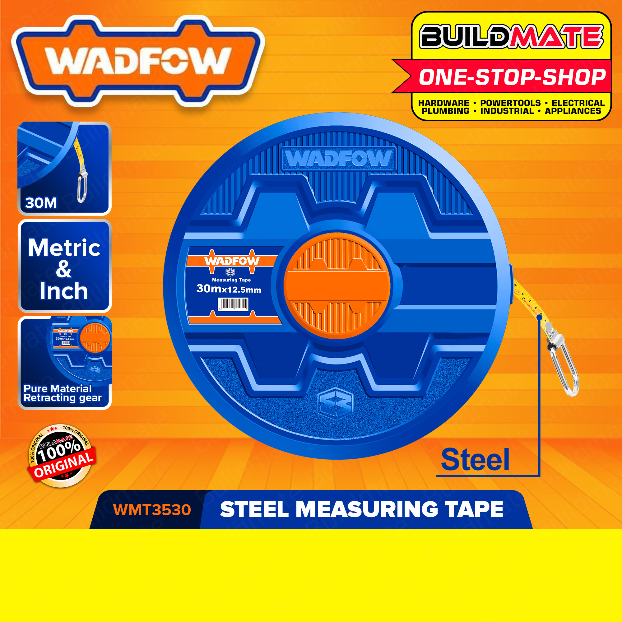 WADFOW Steel Measuring Tape Measure 30M x 12.5MM Metric & Inch ...