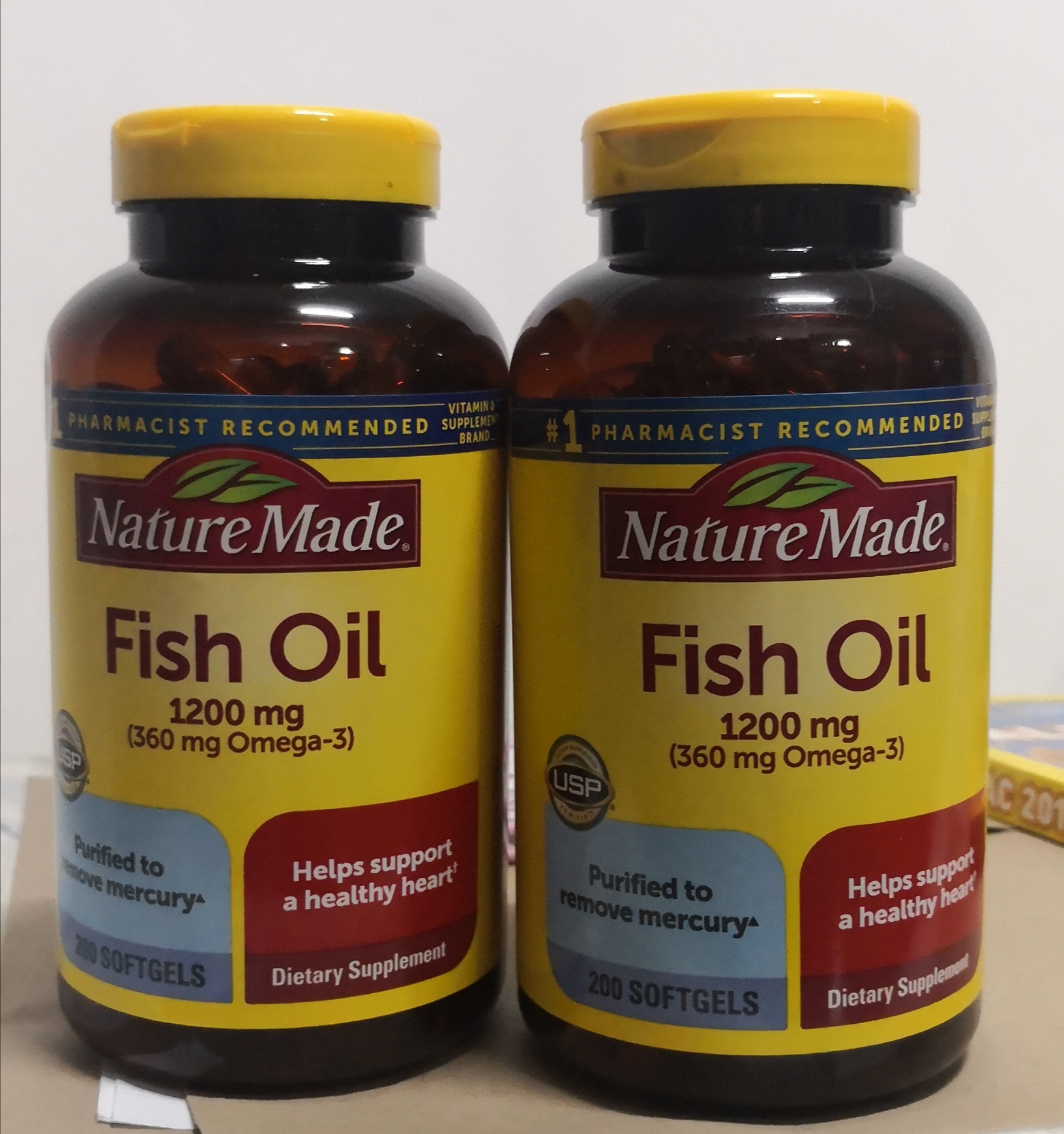 Nature Made Fish Oil 1200 Mg (360 Mg Omega-3) 200 Liquid Softgels ...