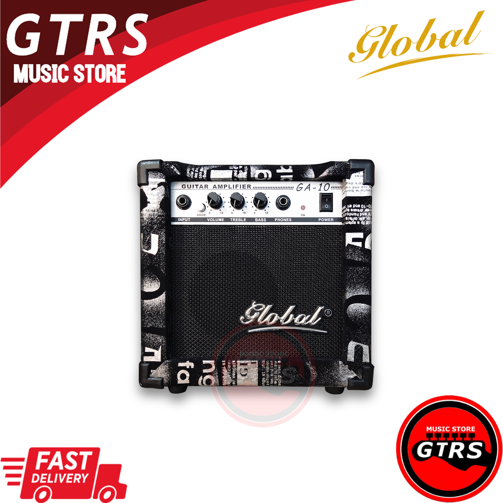 Global GA-10 Electric Guitar Amplifier with Distortion Effect 10-Watts ...