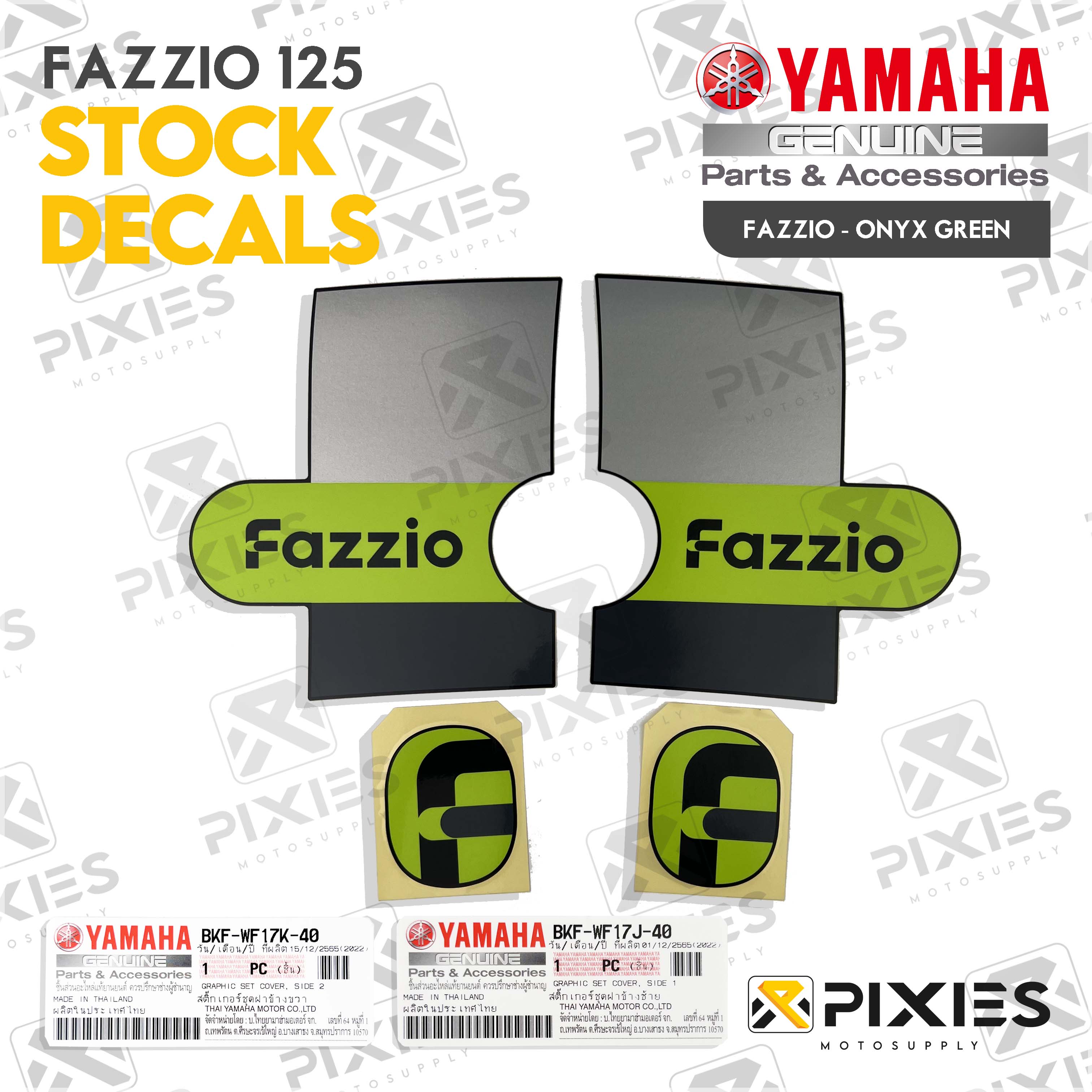 BKFWF17K00 YAMAHA GENUINE PART FAZZIO 125 SIDE COVER DECALS STICKERS ...