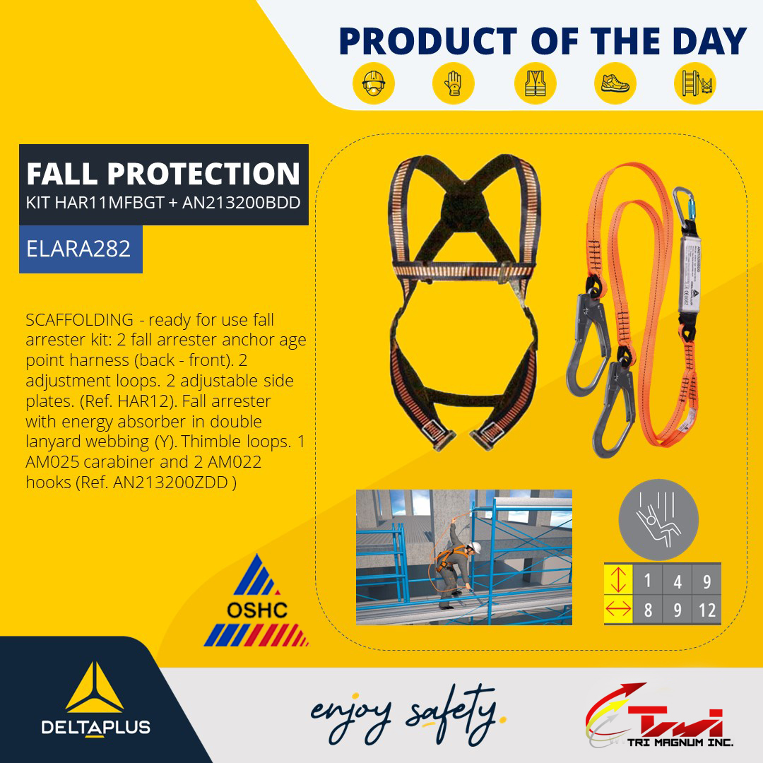 DELTA PLUS ELARA282 FALL ARRESTER KIT HARNESS with ENERGY ABSORBER in ...