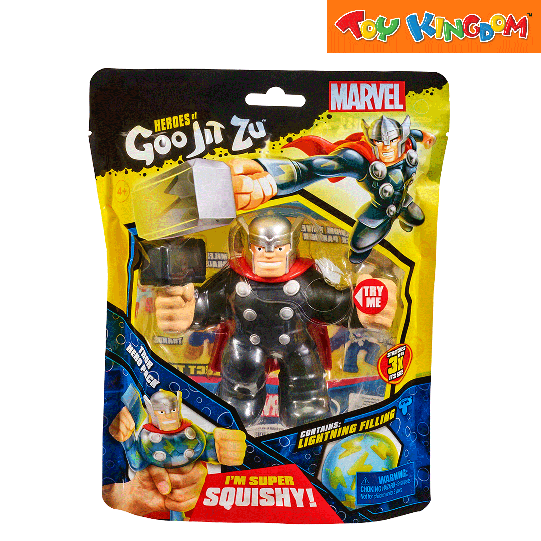 Heroes of Goo Jit Zu Marvel Series 3 Hero Pack Thor Stretchable Figure ...