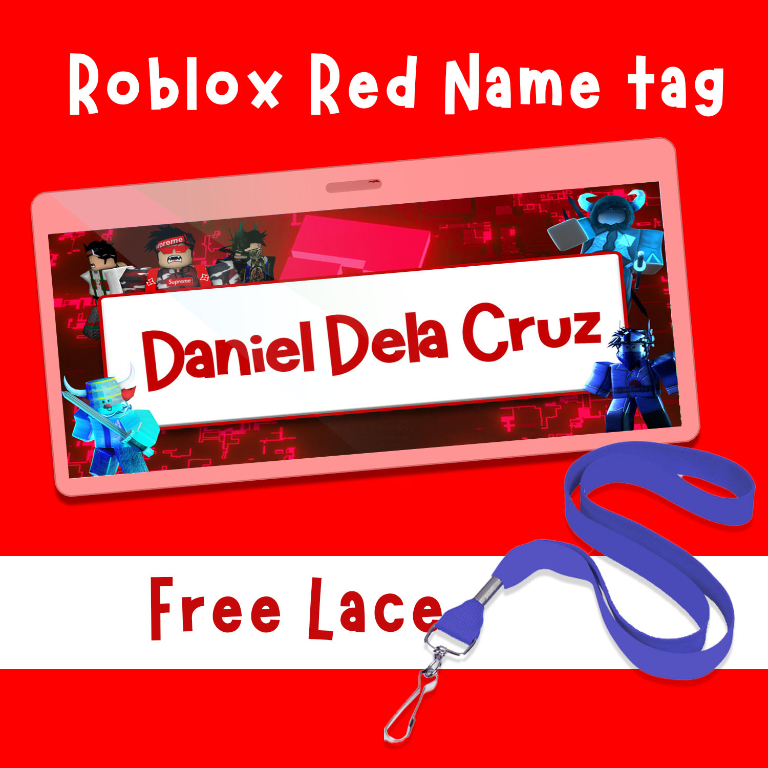roblox inspired NAME TAG Laminated free lace for school personalized ...
