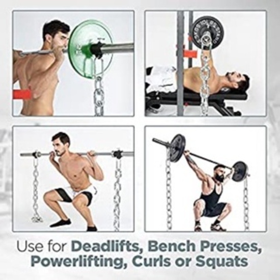 Weight Lifting Chain Collars - pair for Deadlifts Bench Press Back and ...