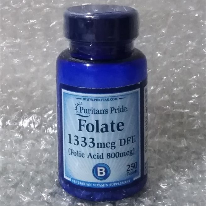 Puritan's Pride Folate 1333mcg DFE (Folic Acid 800mcg) 250tablets ...