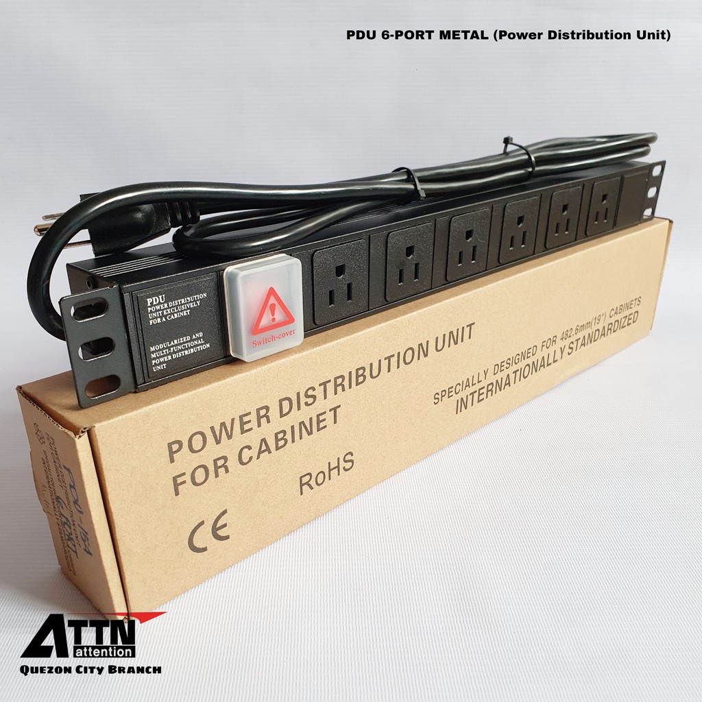 PDU 6-Port Metal Powerstrip (Power Distribution Unit 1U Size, 6 Universal US Socket, w/ ESD ...