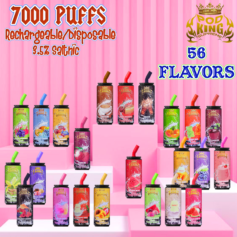 POD KING SUPREME Rechargeable Disposable PUFF PLUS 7000 Puffs 3.5% 13ml ...