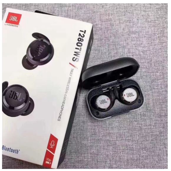 JBL T280 TWS Bluetooth V5.0 Wireless Earbuds Bluetooth Headphones High Performance Sports ...