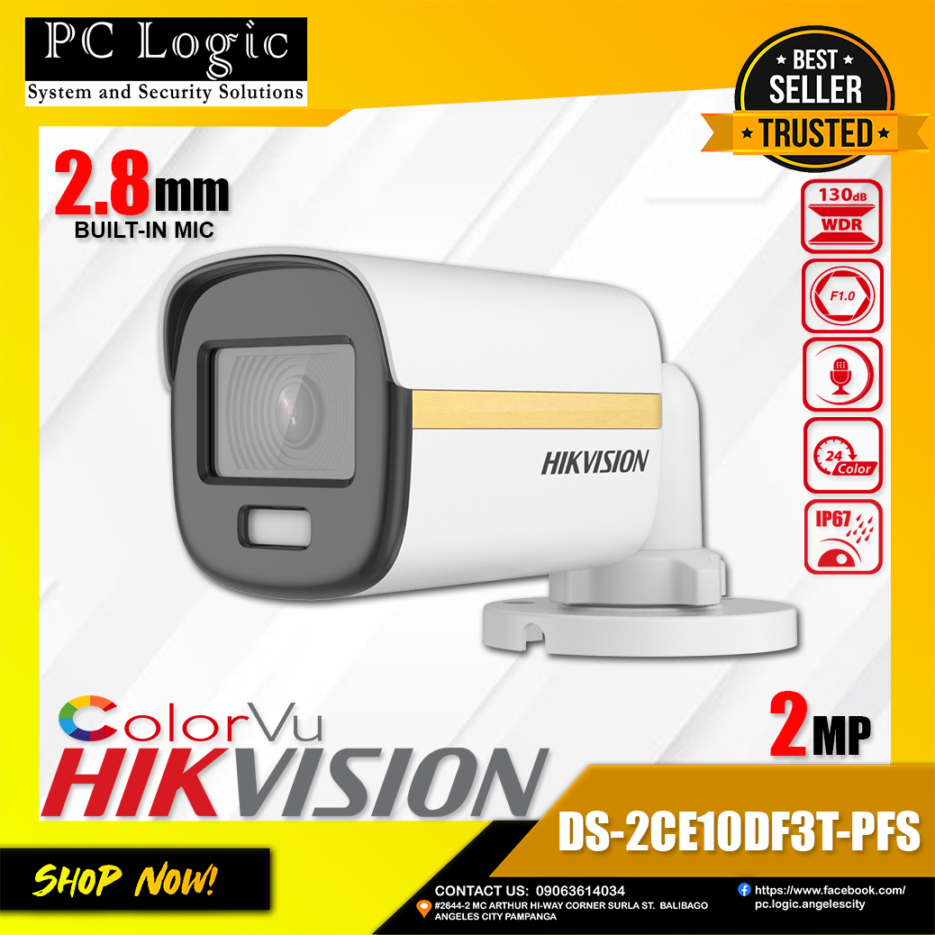 HIKVISION DS-2CE10DF3T-PFS 2MP ( 2.8MM / 3.6MM ) ColorVu Eco Series 20M Light Distance | Built ...
