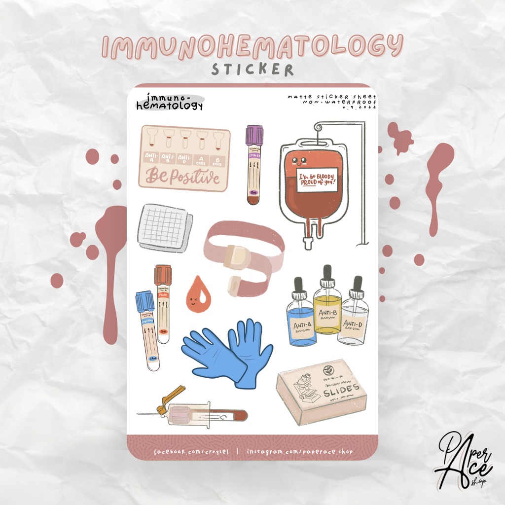 Immunohematology, Blood banking, stickers medtech journaling | Lazada PH