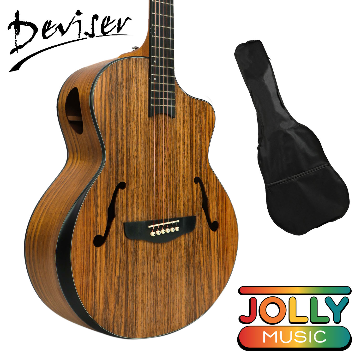 Deviser LS-580 Semi-Acoustic Guitar w/ Beveled Armrest (All-Walnut ...