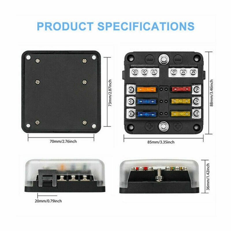 6-Way Waterproof Fuse Block,with LED Indicator 12 Circuits with ...