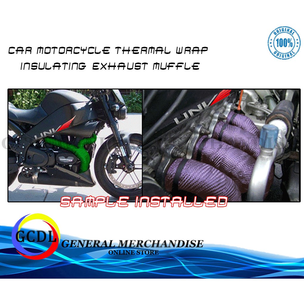 1.5mm*50mm*5m Car Motorcycle Thermal Wrap Insulating Exhaust Muffler ...