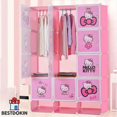 Hello Kitty Wardrobe DIY 12 Cubes CLOTHES STORAGE Organizer Cabinet ...
