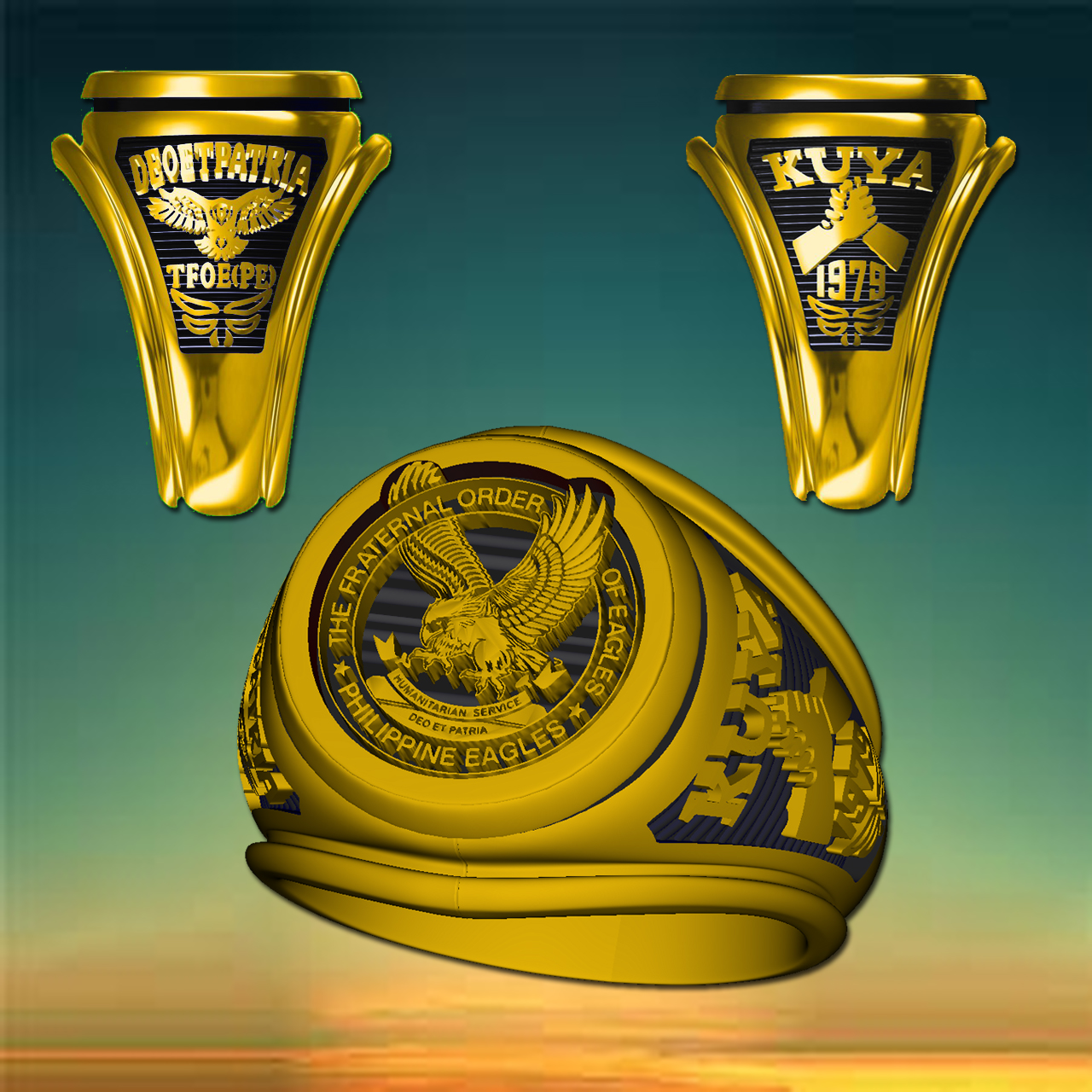 TFOE (PE) Kuya mans/ATE ladies Ring , DEO ET PATRIA, Mens SEMI Bull ...