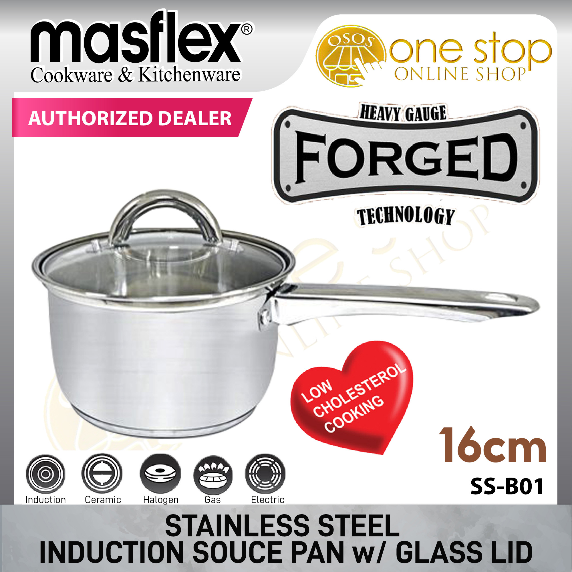 MASFLEX Original Premium Stainless Steel Induction Sauce Pan 16cm with ...