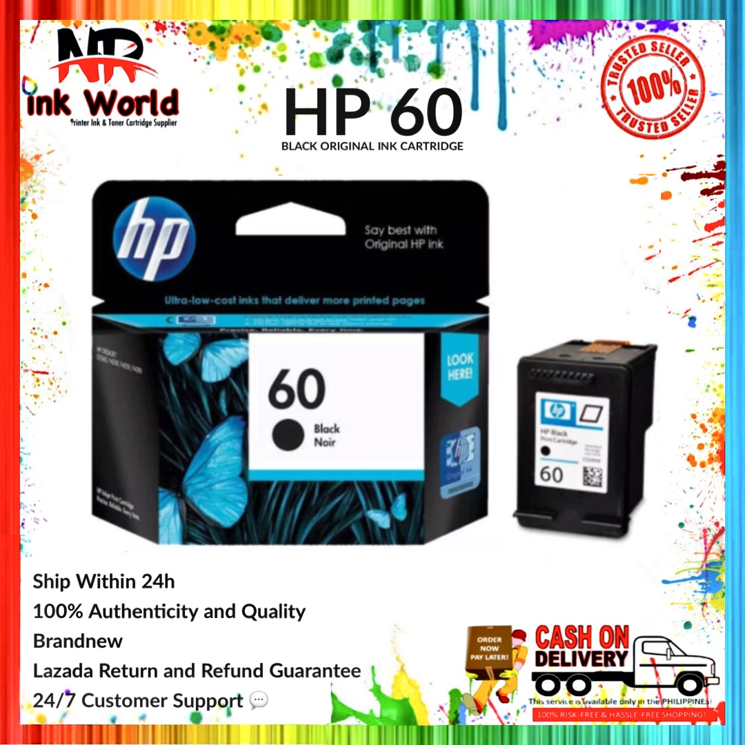 HP 60 Black Original Ink Cartridge (CC640WA) HP60 | Lazada PH