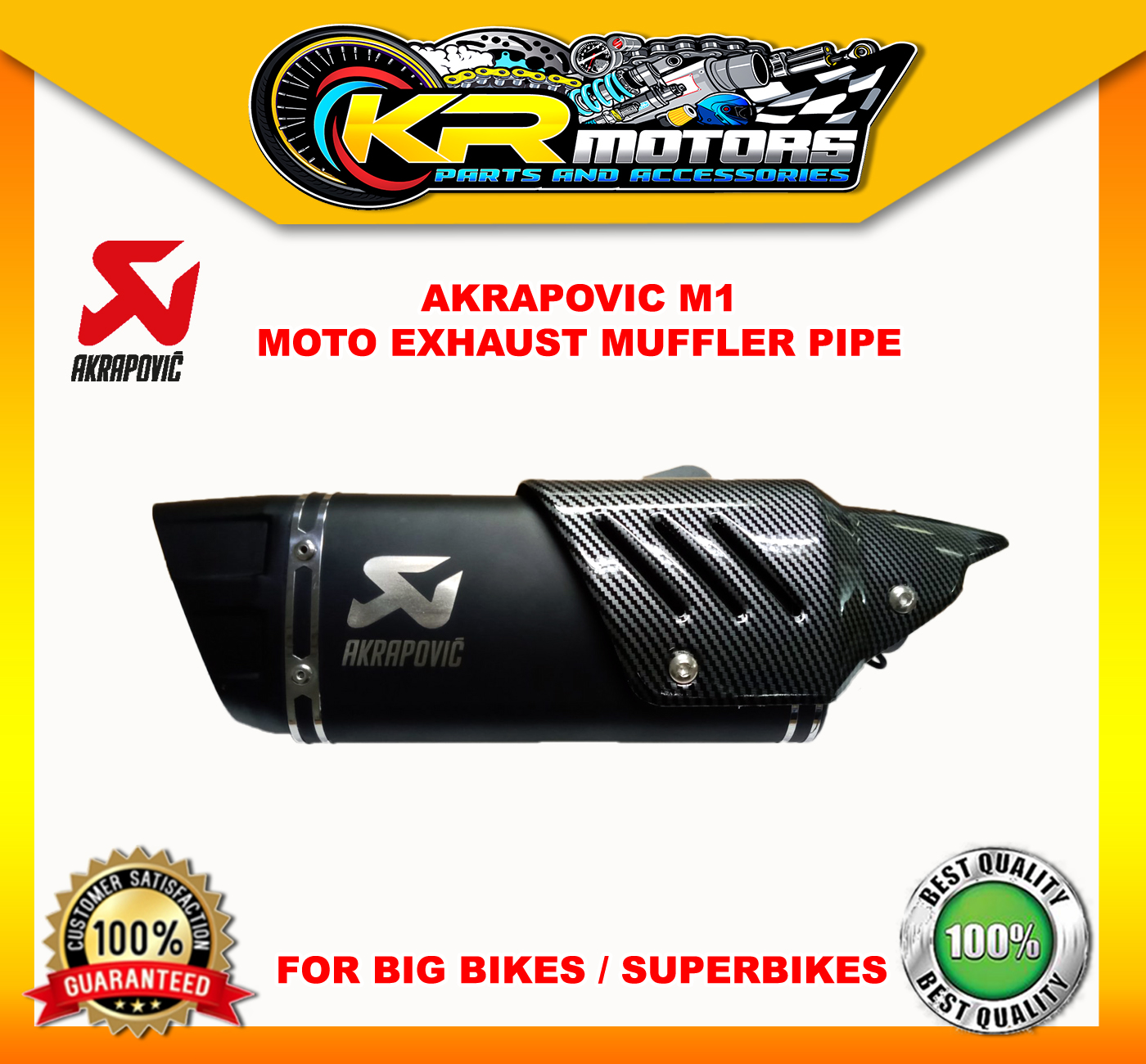 Akrapovic M1 - Moto Exhaust Muffler Pipe ( 38-51mm Inlet w/ SILENCER ...