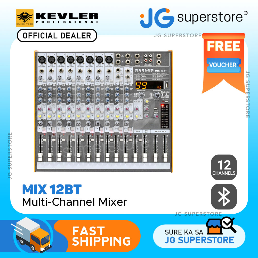 KEVLER MIX-12BT 12-Channel Compact Bluetooth Mixer with 8 Microphone ...
